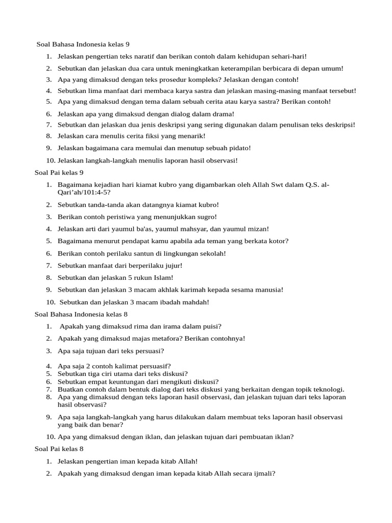 Soal Bahasa Indonesia Raffa | PDF