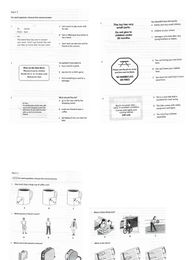 A2 Key Reading and Listening PT 1 | PDF