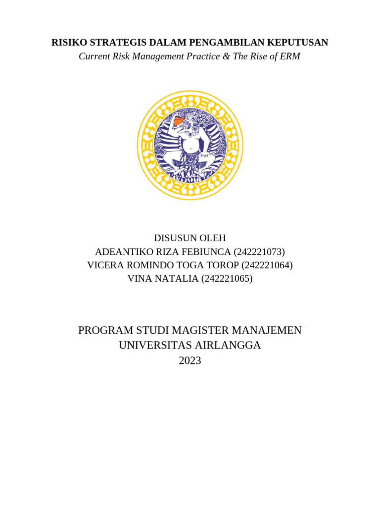 Tugas 6 - Current RM Practice & The Rise of ERM - Kelompok 6 | PDF