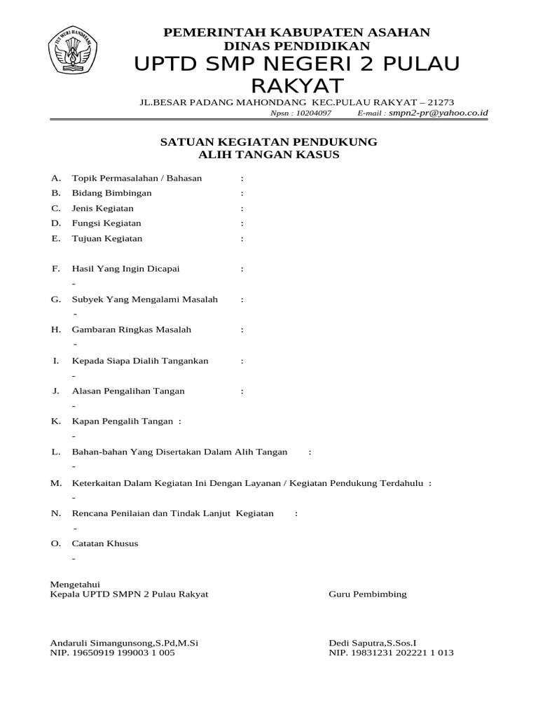 1 Alih Tangan Kasus SMPN 2 Pulau Rakyat | PDF