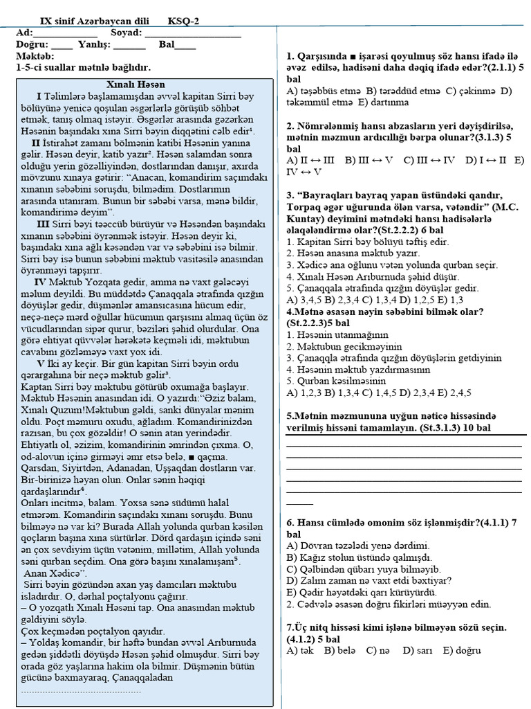 IX_sinif_KSQ 2 _Aygün Məmmədova Samid_Dadaşov 0518183355 | PDF