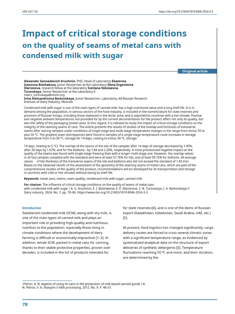 Sweet Condensed Milk Effect of Critical Storage Conditions 3trayfaoyz ...