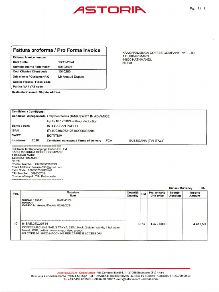 Performa Invoice - Format. | PDF