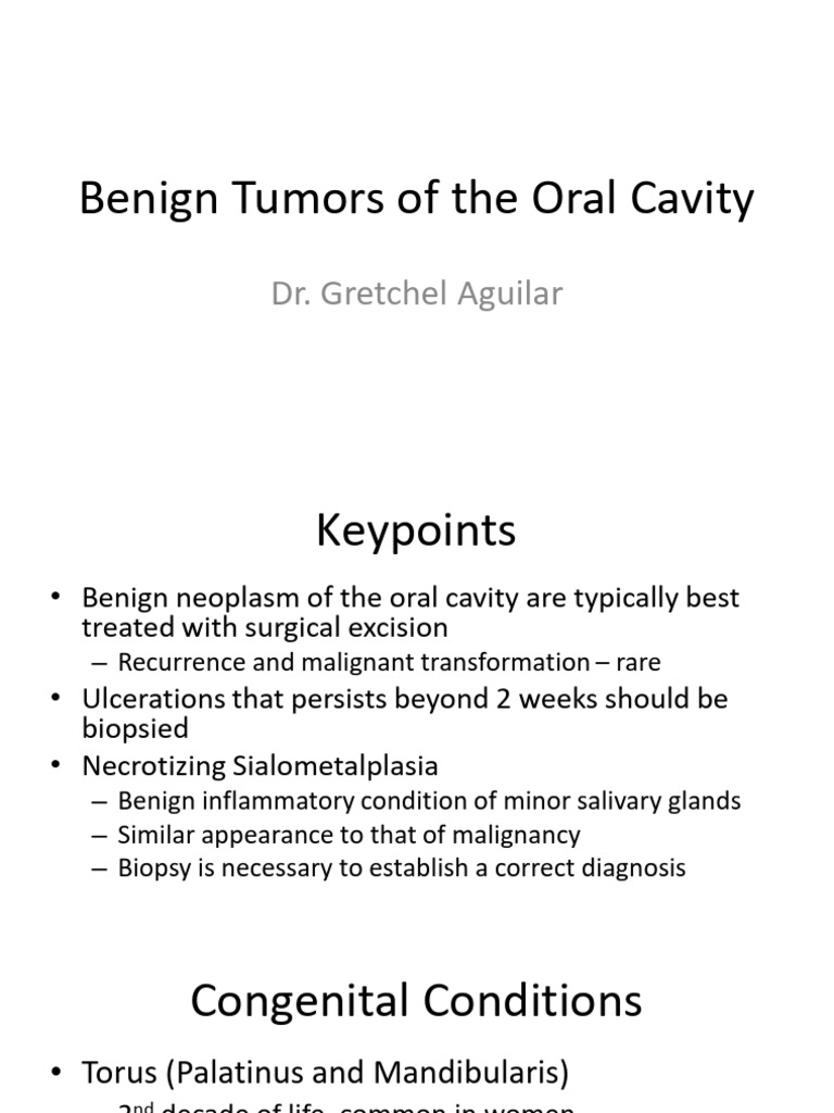 Ent - Benign and Malignant Masses of Oral Cavity - 02152024 | PDF ...