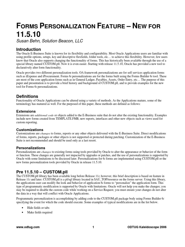 Forms Personalization | PDF | Oracle Database | Menu (Computing)