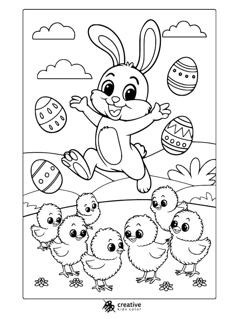 Happy Easter Animals Coloring Page | PDF