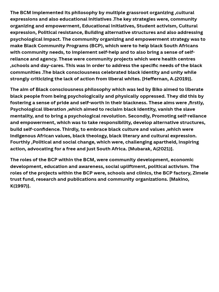The BCM Implemented Its Philosophy by Multiple Grassroot Organizing ...