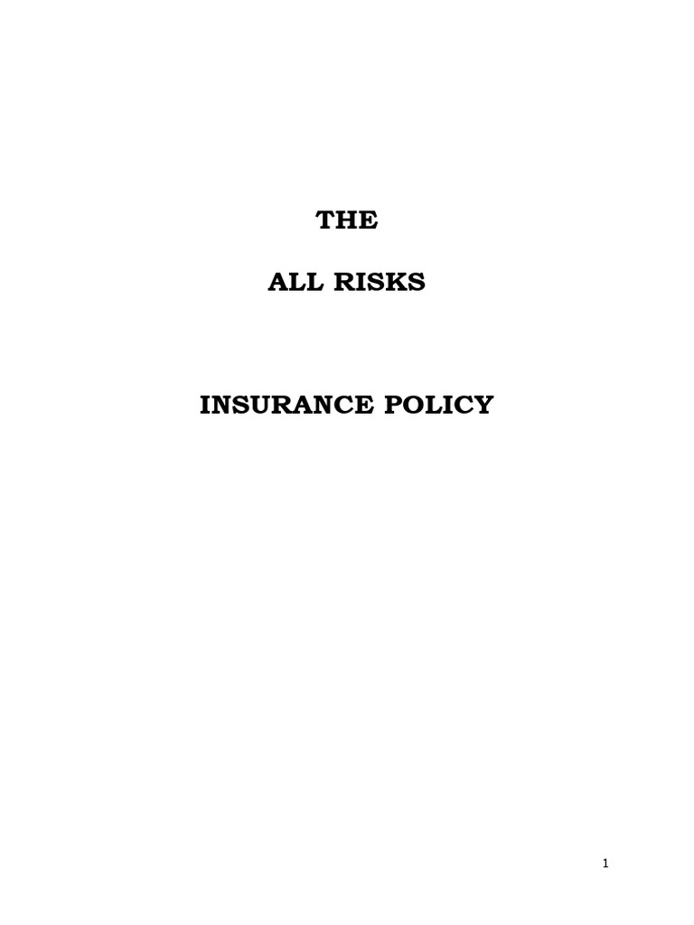 Standardized All Risks Insurance Policies | PDF | Insurance | Insurance ...