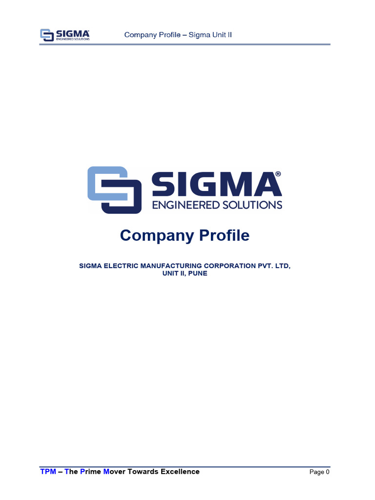 Company Profile: Sigma Electric Manufacturing Corporation Pvt. LTD, Unit Ii, Pune | PDF ...