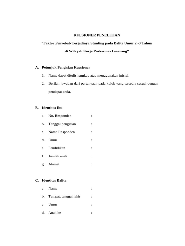 Kuesioner Penelitian Fix | PDF
