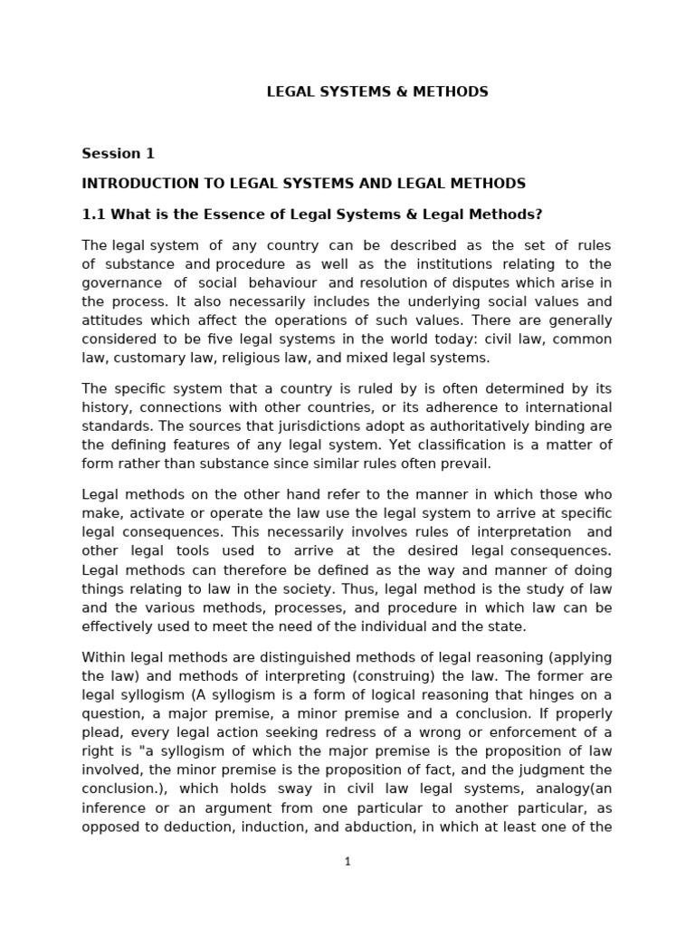 Overview of Legal Systems and Methods | PDF | Burden Of Proof (Law ...