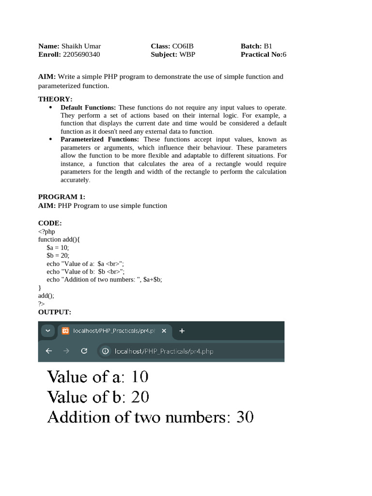 PHP Practical 6 | PDF