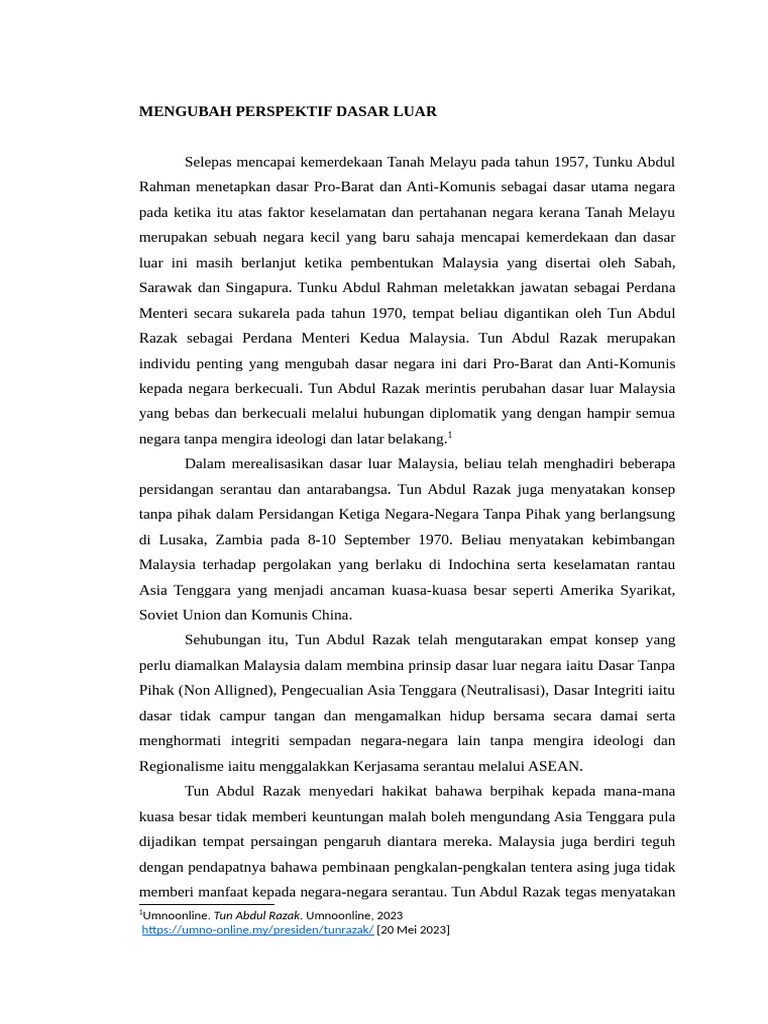 Peranan Tun Abdul Razak | PDF