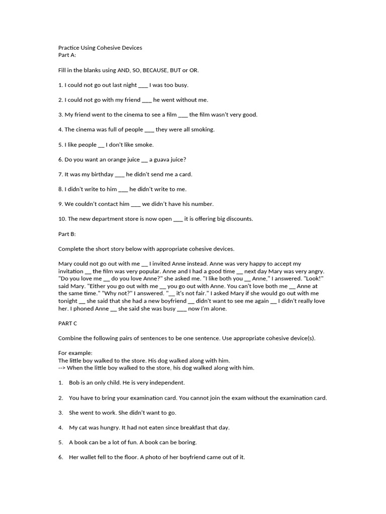 Practice Using Cohesive Devices | PDF