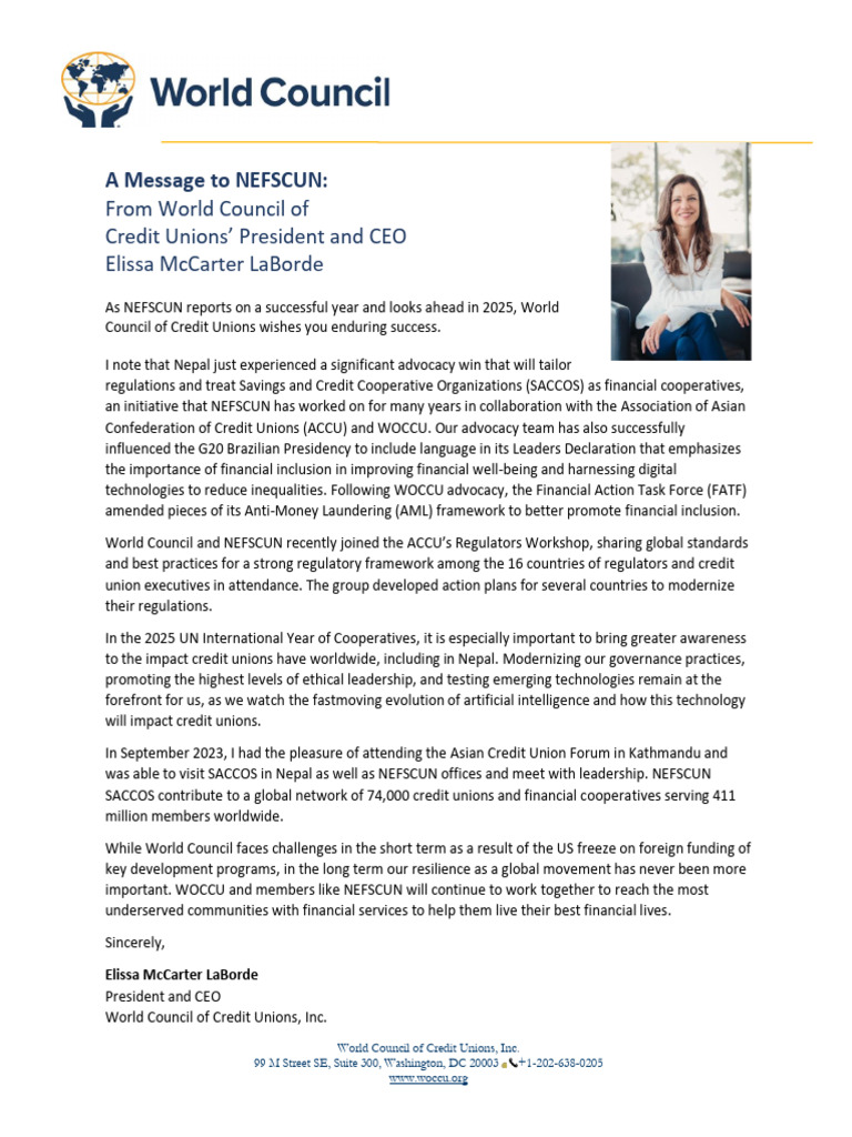World Council Message To Nepal's NEFSCUN - 2025 | PDF | Economies