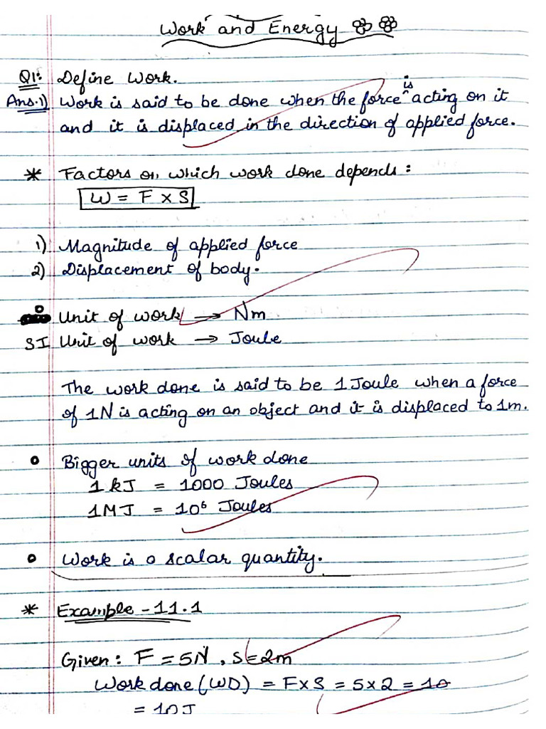 Ch-10 Work and Energy Notes | PDF
