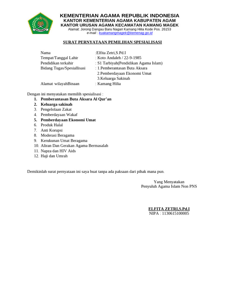 Laporan April Elfita Zetri 2025 | PDF