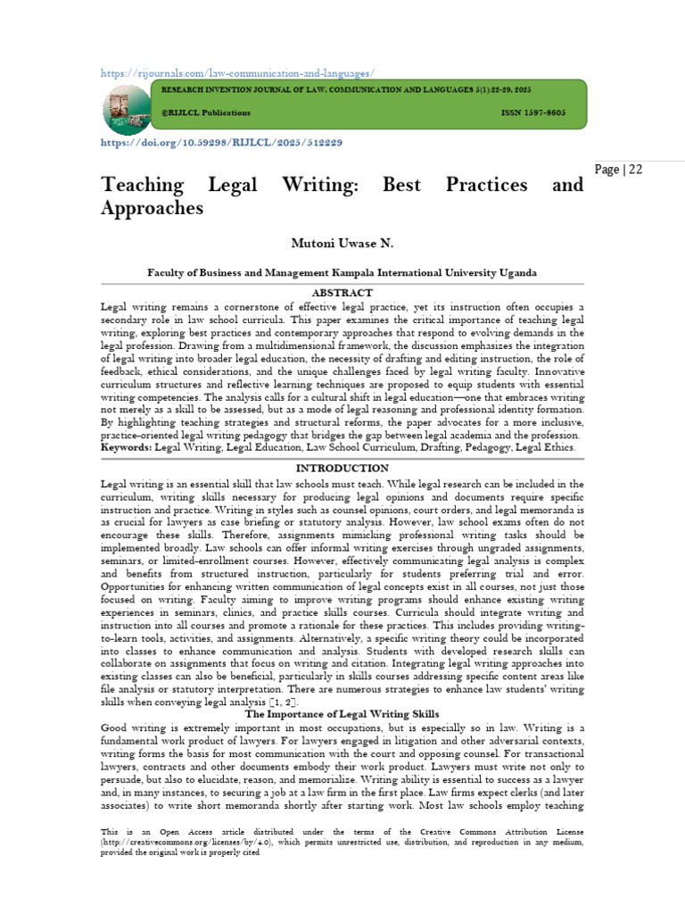 Teaching Legal Writing: Best Practices and Approaches (WWW - Kiu.ac ...