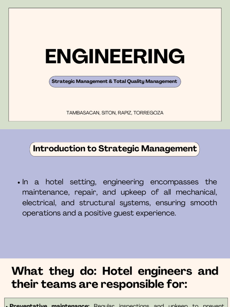 Hotel Engineering Management Overview | PDF