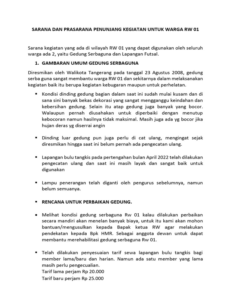 Bahan Rapat RW 01 | PDF