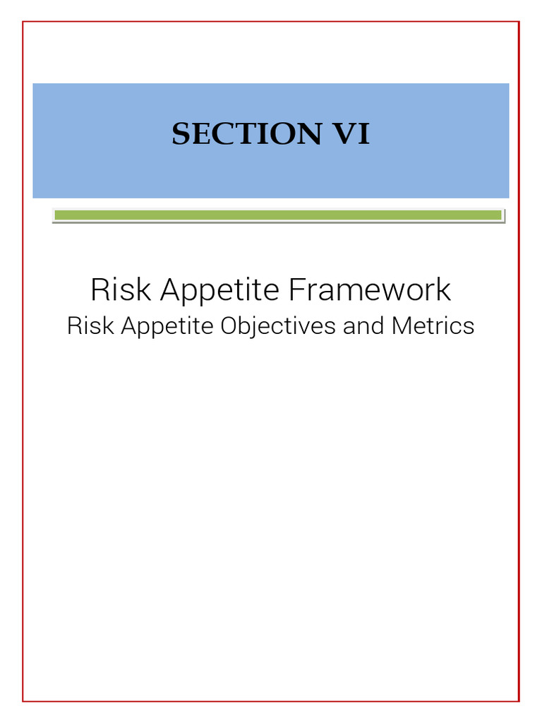 6. Risk Appetite Framework Level II Risk Appetite Objectives and ...