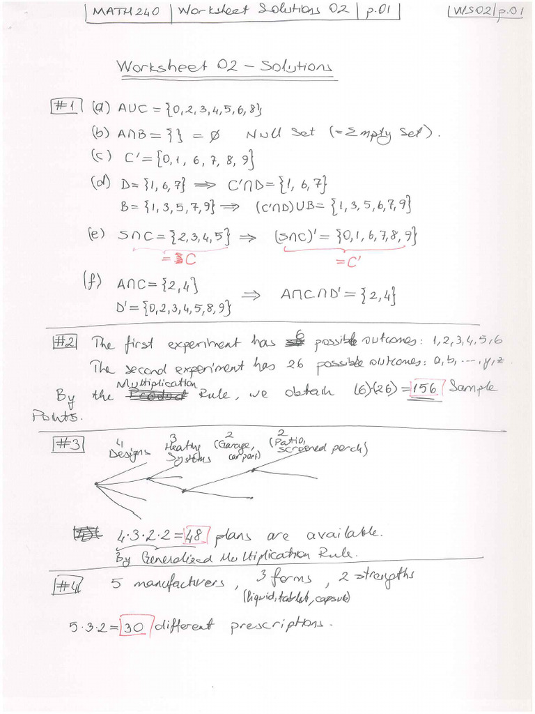 MATH240 WorksheetSolutions02 | PDF
