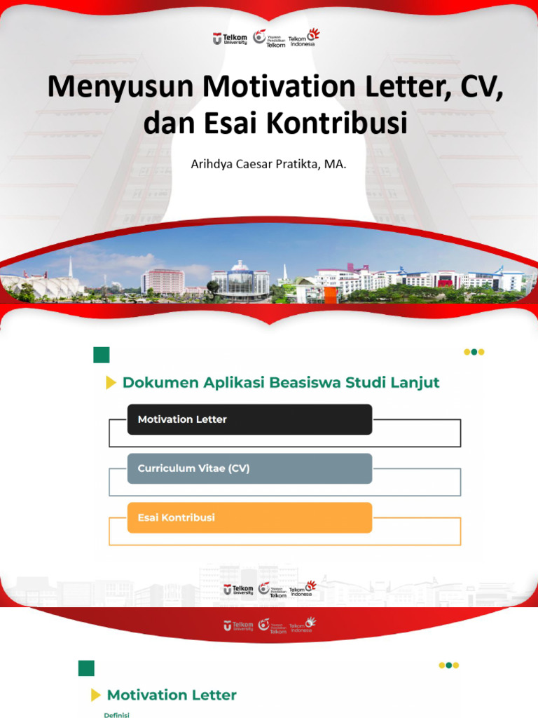 Materi 4_ Menyusun motivasi Letter CV , Esai Kontribusi | PDF