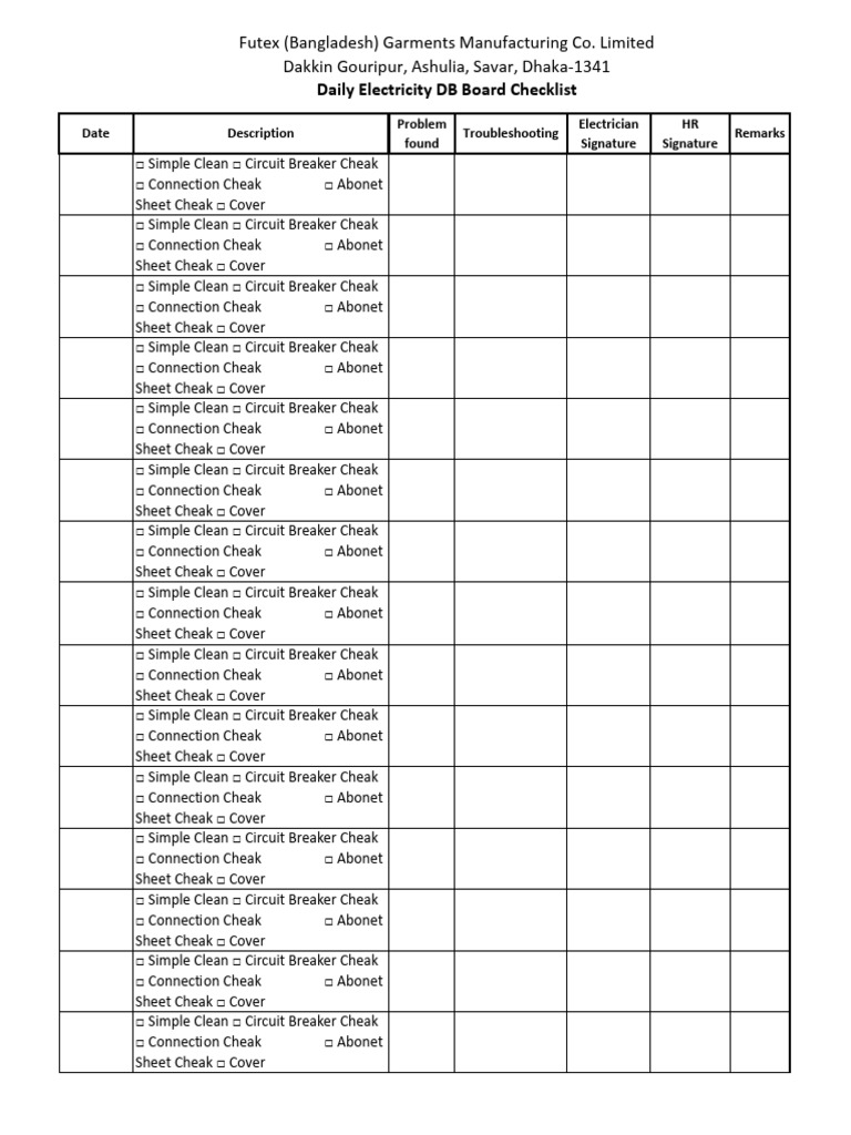BD Board Cheaklist | PDF