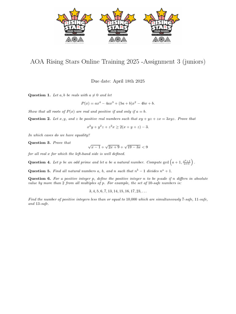 AOA Rising Stars Training 2025: Assignment 3 | PDF