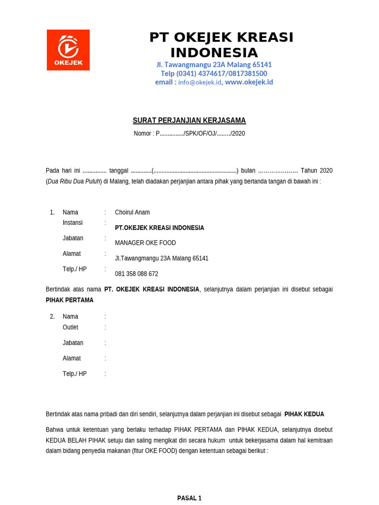 Contoh Kop Surat Resmi MOU FLAT Revisi NEW | PDF