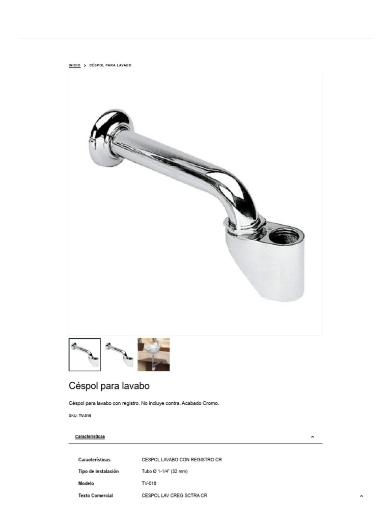 Céspol para Lavabo con Registro Cromo | PDF