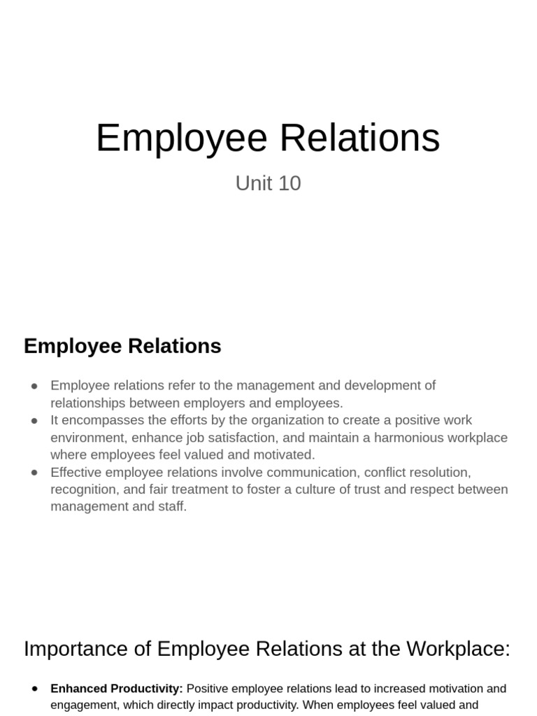 Strategies for Effective Employee Relations | PDF | Employment ...