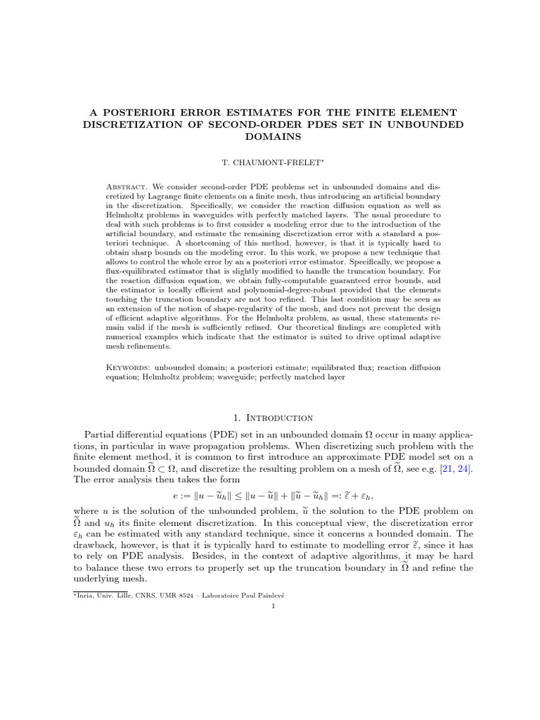 A Posteriori Error Estimates For The Finite Element Discretization of ...