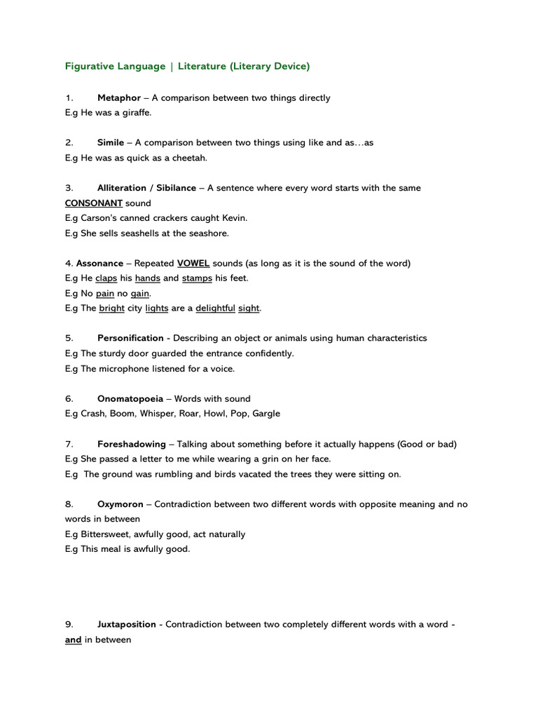 Figurative Language - Literary Device | PDF