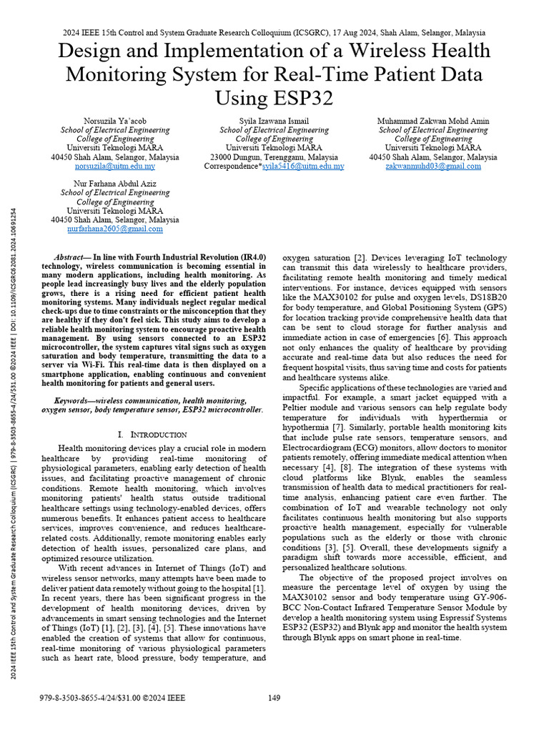 Design and Implementation of A Wireless Health Monitoring System For Real-Time Patient Data ...