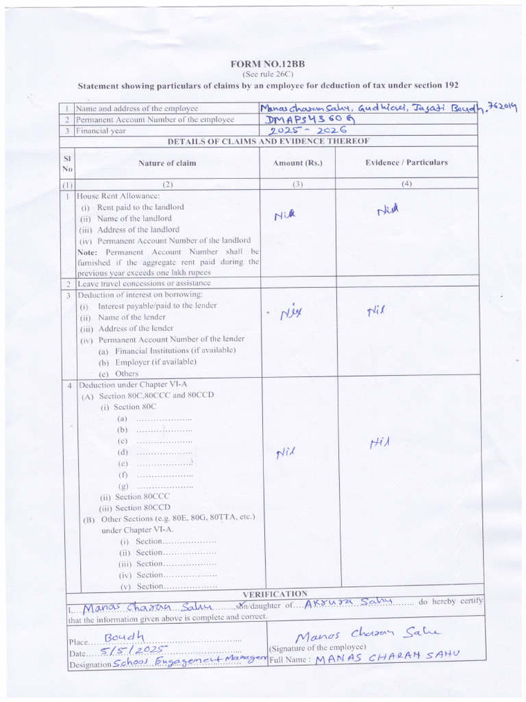 Form 12BB | PDF