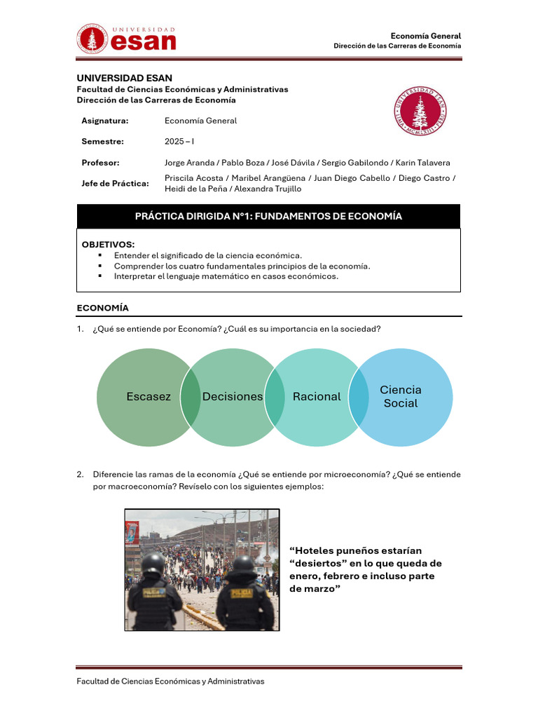 EconomÃ - A General - PrÃ¡ctica Dirigida NÂ°1 | PDF | Pendiente | Ciencias económicas
