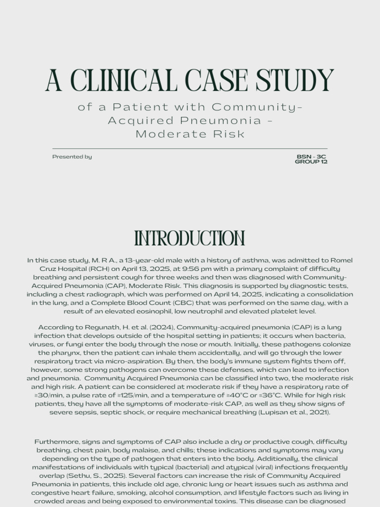 Community-Acquired Pneumonia Case Study | PDF | Pneumonia | Medical ...
