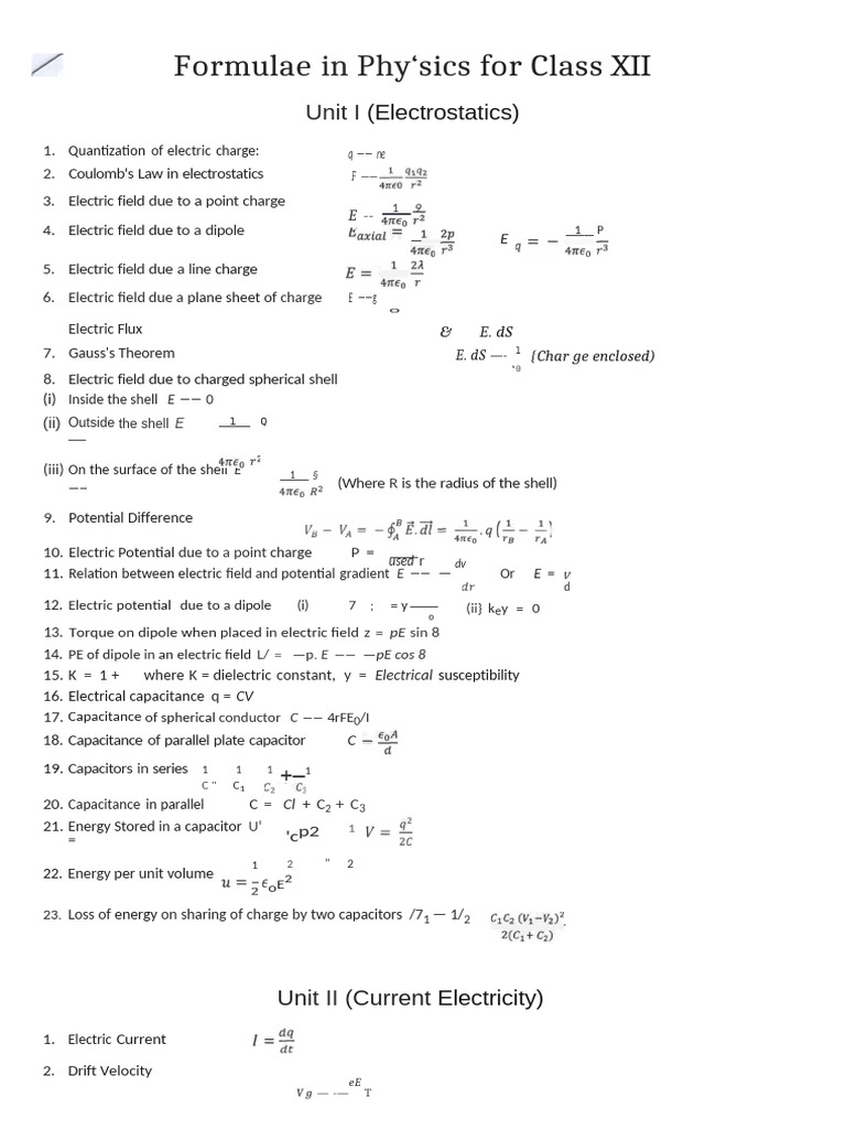 CL - XII - Important Formulae | PDF | Inductor | Inductance