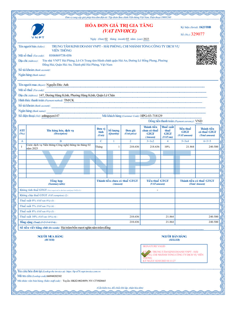 (Vat Invoice) : Hóa Đơn Giá Trị Gia Tăng | PDF