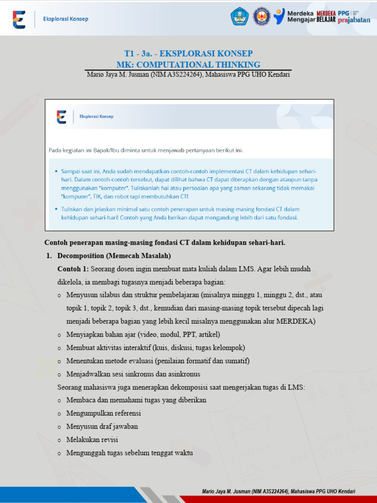 CT - T1-3a. - EKSPLORASI KONSEP - MARIO JAYA M JUSMAN | PDF