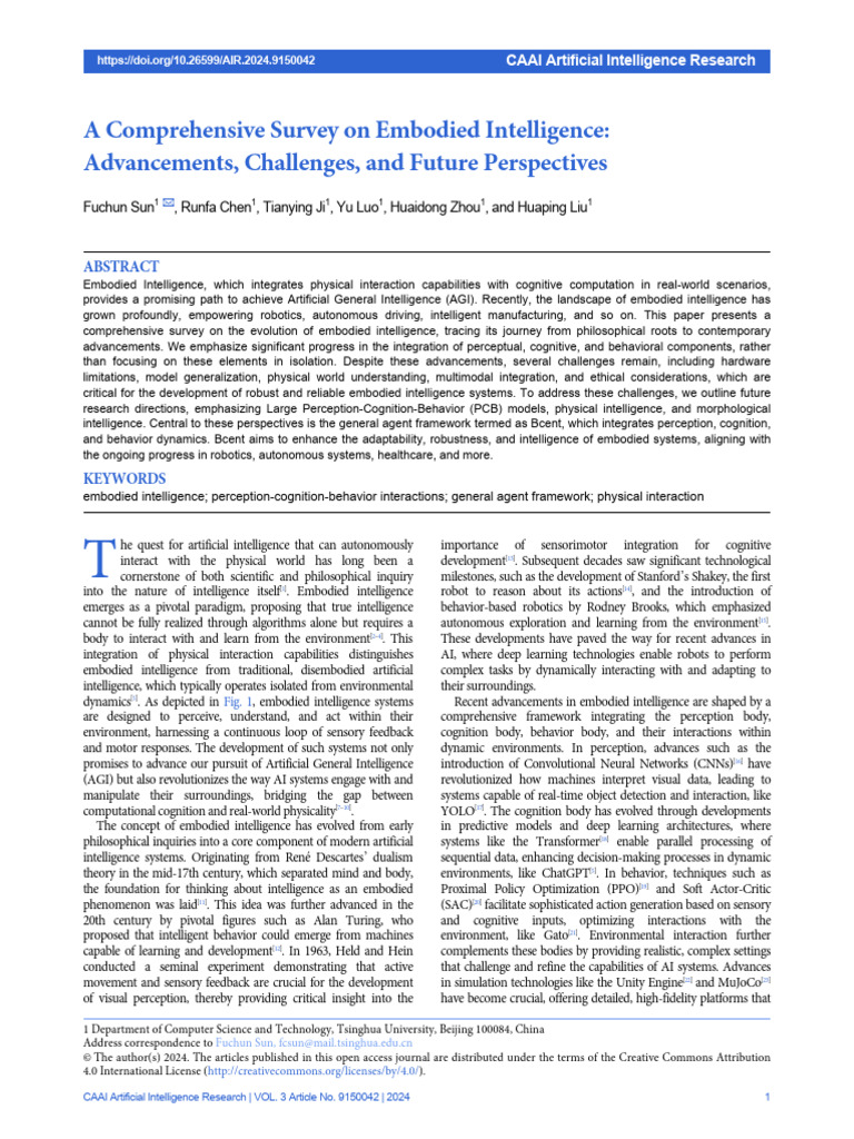 A Comprehensive Survey on Embodied Intelligence- Advancements ...