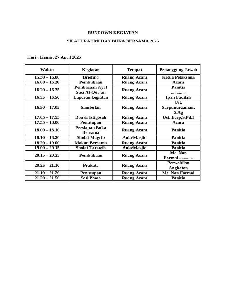 Rundown Acara | PDF