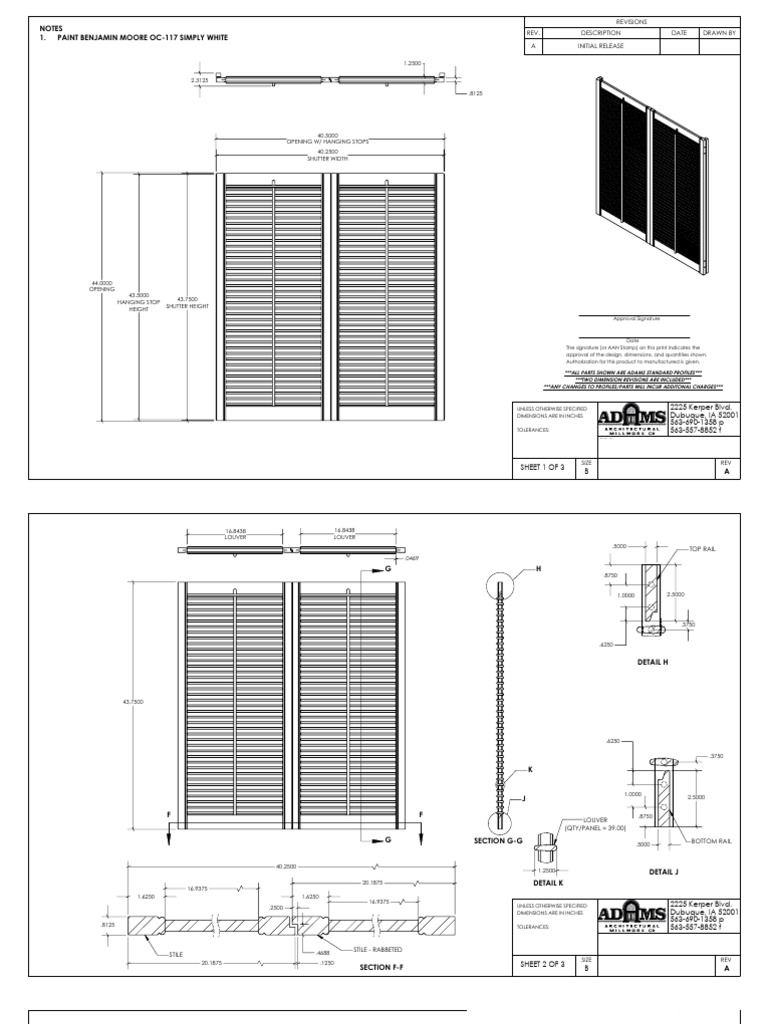 Traditional Louvered Shutter - 2 Leaf Set | PDF