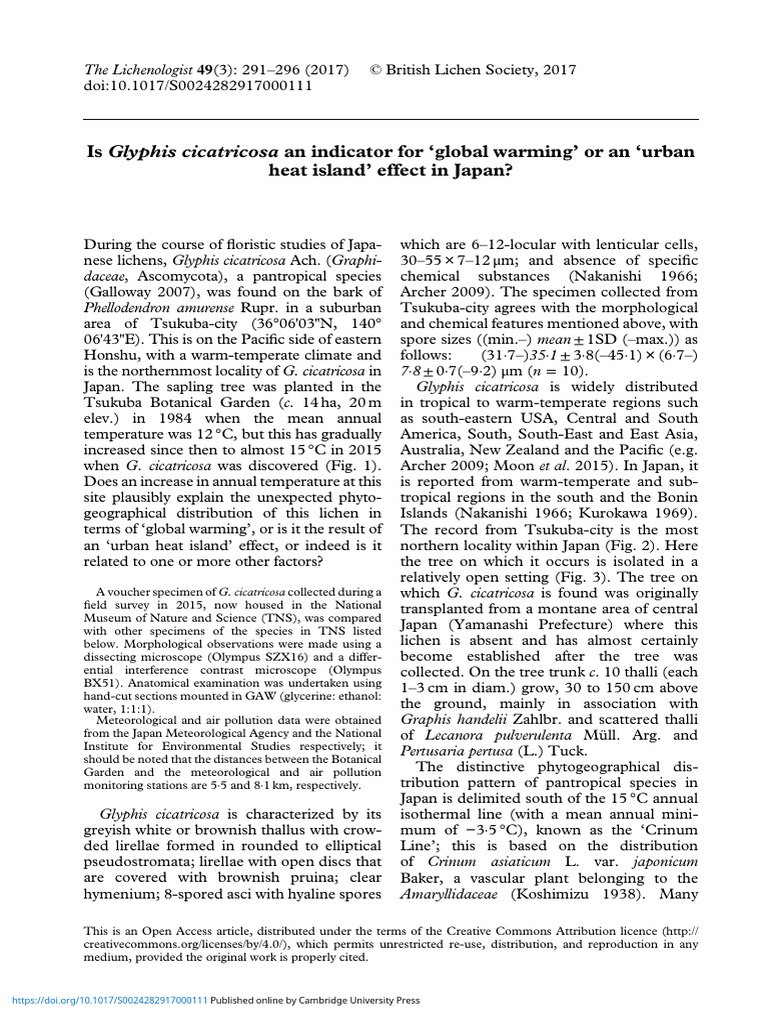 Is Glyphis Cicatricosa An Indicator For Global Warming or An Urban Heat Island Effect in Japan ...