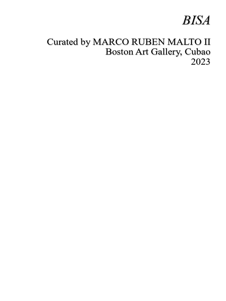 Bisa 2023 Boston Art Gallery Curated by Marco Ruben Malto II | PDF