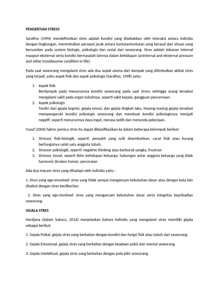 Pengertian dan Gejala Stres dalam Kehidupan | PDF