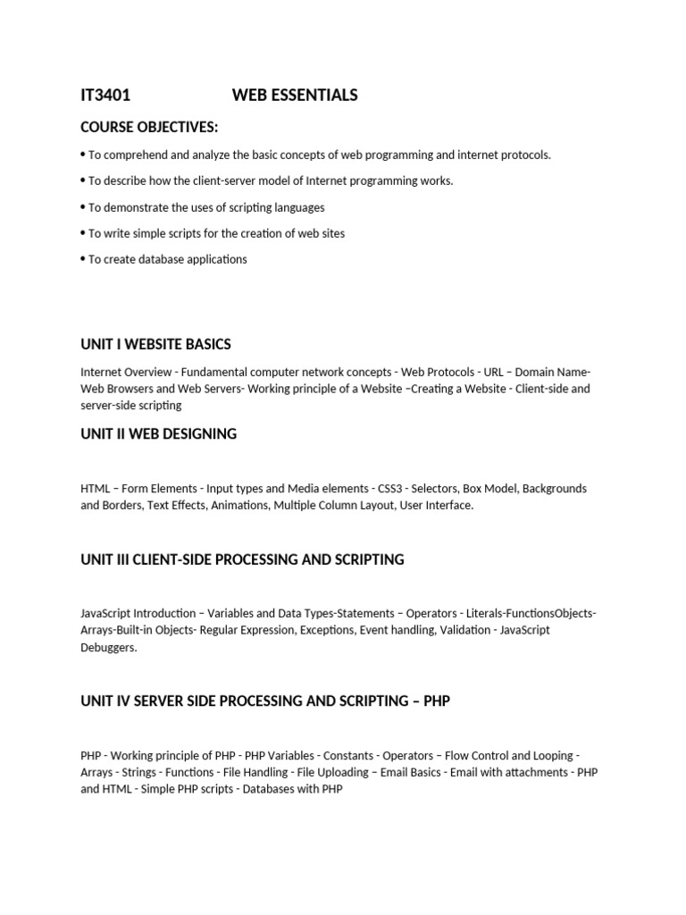 It3401 Web Essentials | PDF