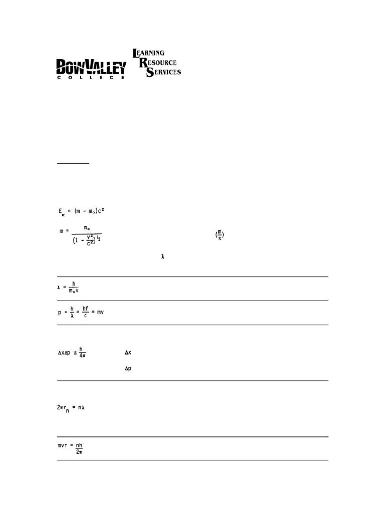 Modern Physics: Key Theories & Formulas | PDF | Electron | Special ...