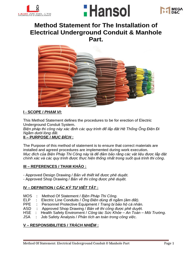 Tfa-Me-Mos-002 - Mos For Electric Underground Conduit Part | PDF